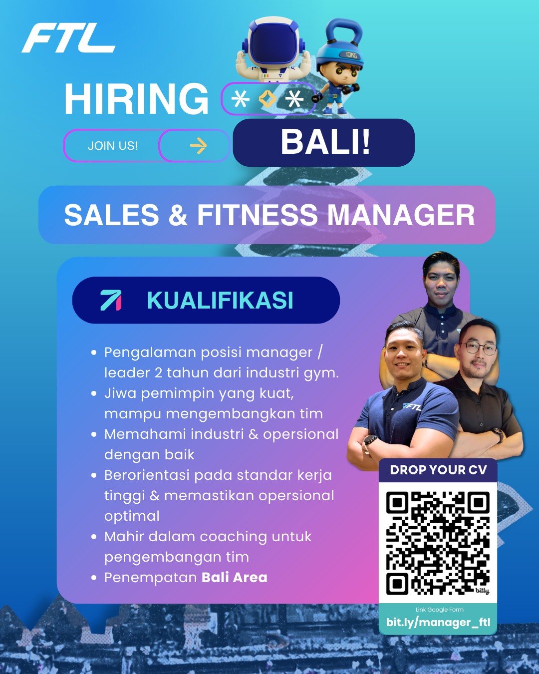 Lowongan Kerja Bali: FTL Gym Membuka Posisi Sales & Fitness Manager ...
